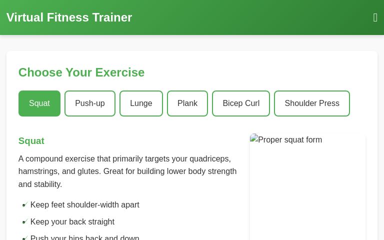 Virtual Fitness Trainer ― Perchance Generator