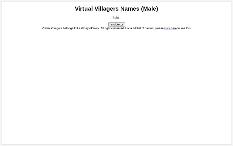 Virtual Villagers Names (Male) ― Perchance Generator