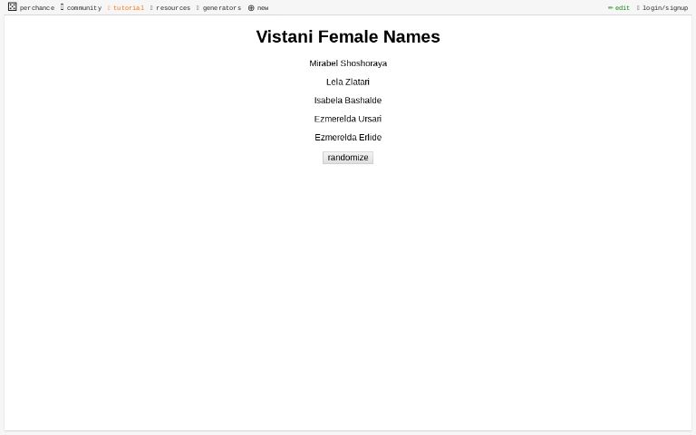 Vistani Female Names ― Perchance Generator