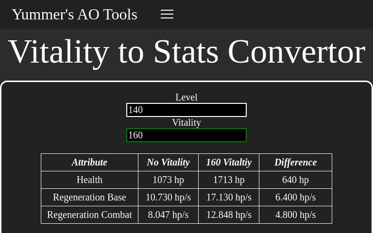 Vitality to Stats Convertor ― Perchance Generator
