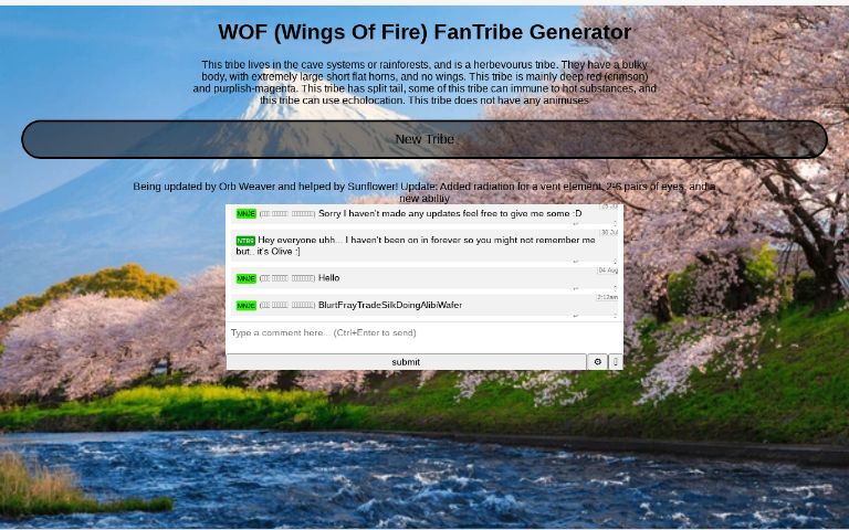 WOF (Wings Of Fire) FanTribe Generator