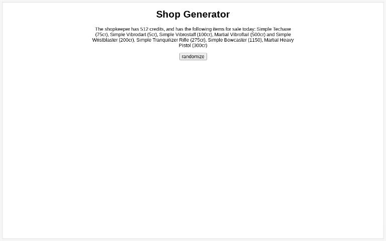 Shop Generator