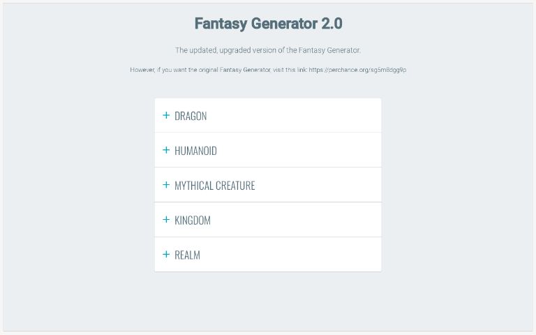 Fantasy Generator 2.0