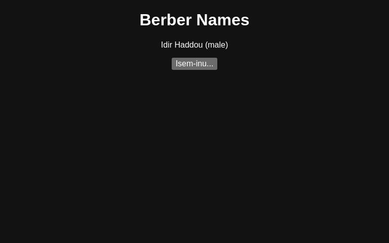Berber Names ― Perchance Generator