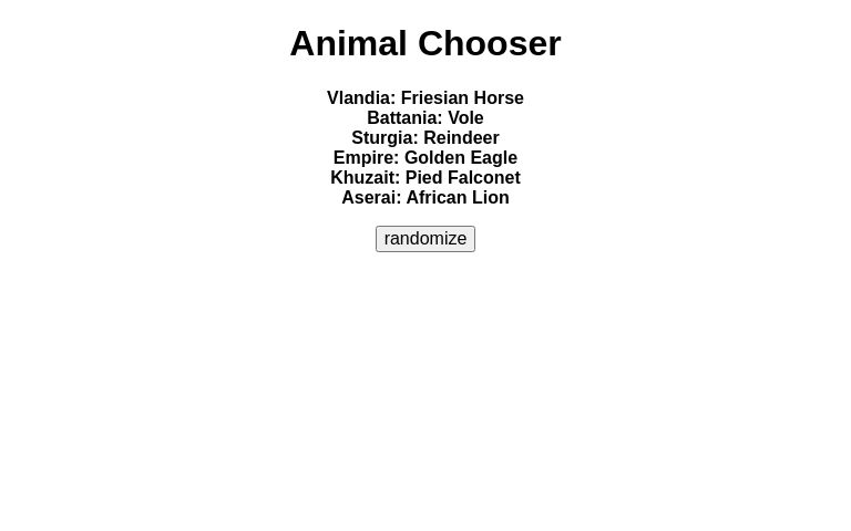 Animal Chooser ― Perchance Generator