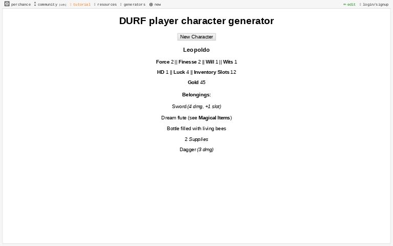 DURF player character generator