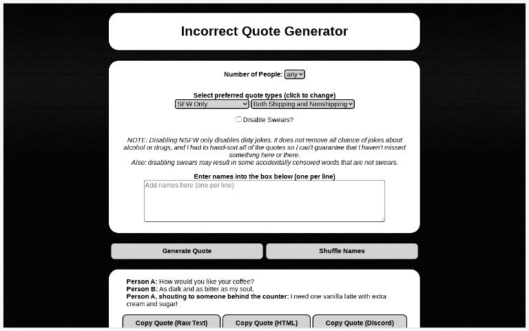 Incorrect Quote Generator