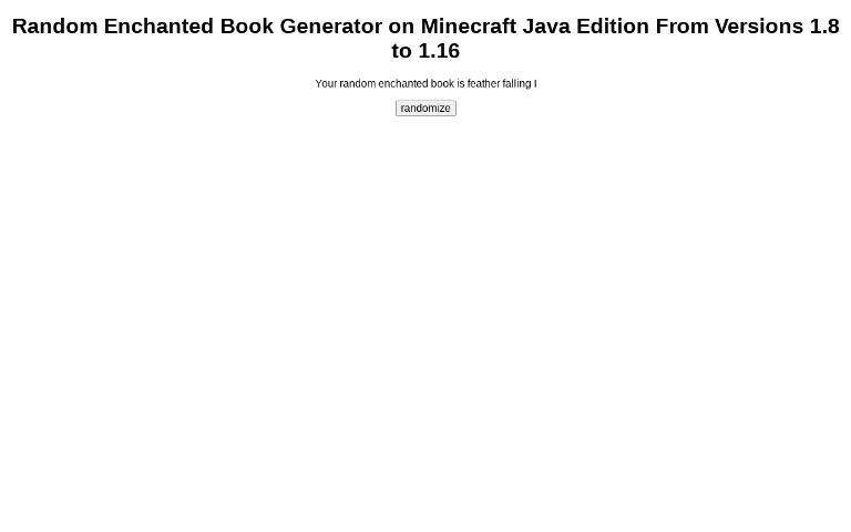 Random Enchanted Book Generator on Minecraft Java Edition From Versions 1.8 to 1.16