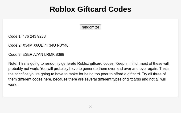 Roblox Giftcard Codes ― Perchance Generator