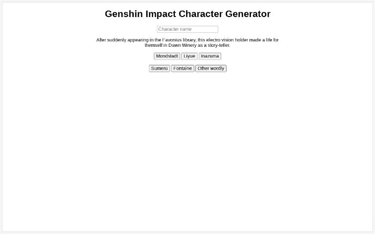 Genshin Impact Character Generator