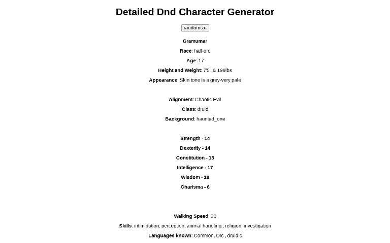 Detailed Dnd Character Generator