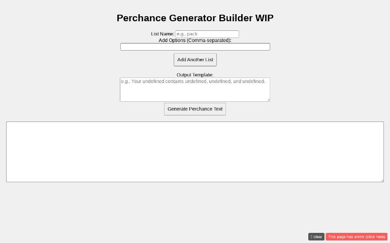 Perchance Generator Builder WIP