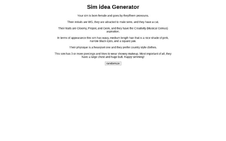Sim idea Generator