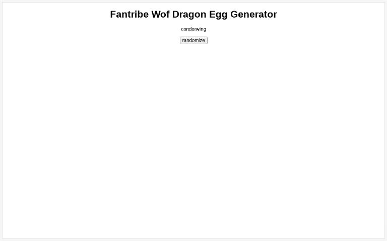 Fantribe Wof Dragon Egg Generator
