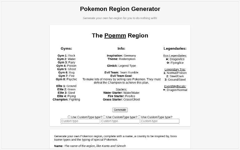 Pokemon Region Generator