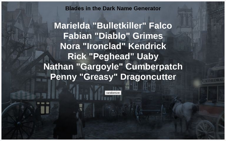 Blades in the Dark Name Generator