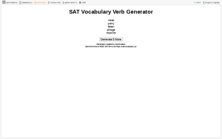 SAT Vocabulary Verb Generator