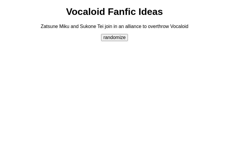 Vocaloid Fanfic Ideas ― Perchance Generator