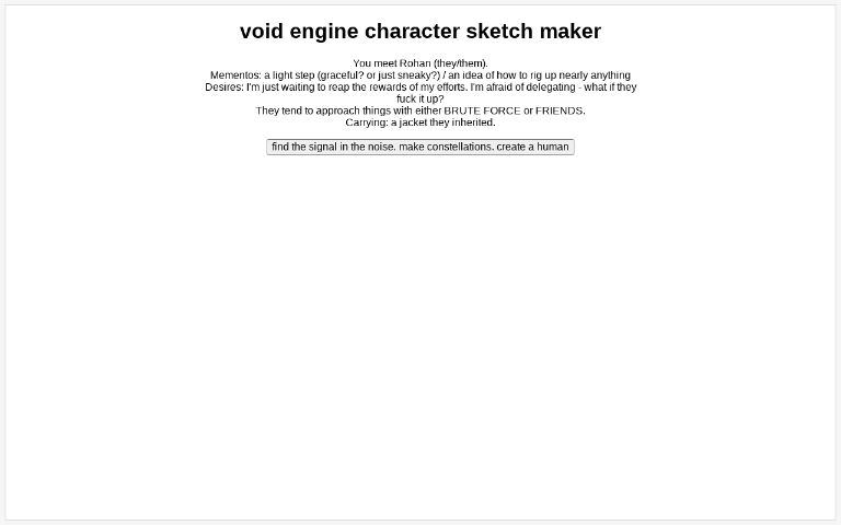void engine character sketch maker ― Perchance Generator