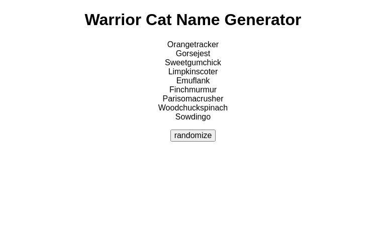 Warrior Cat Name Generator