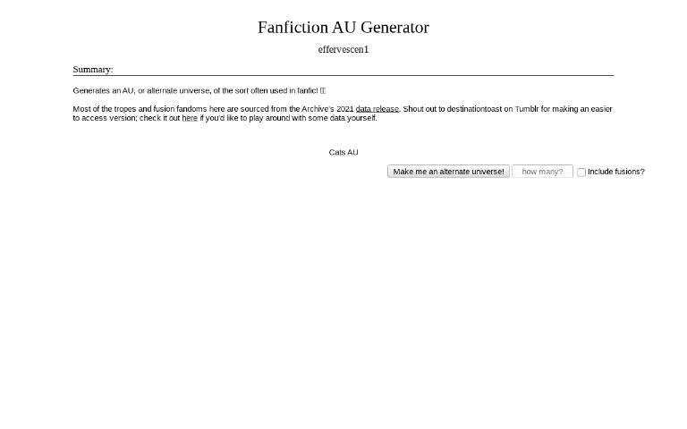 Fanfiction AU Generator