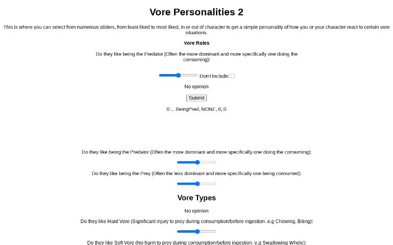 Vore Personalities 2 ― Perchance Generator
