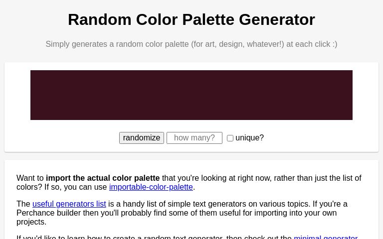 Random Color Palette Generator