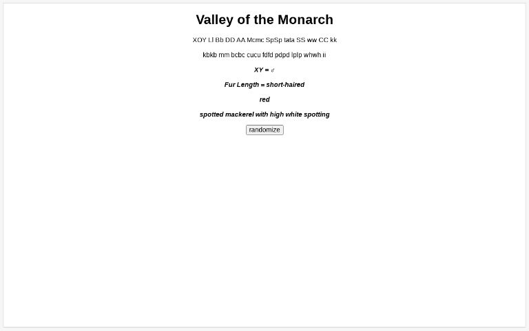 Valley of the Monarch ― Perchance Generator
