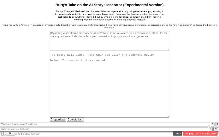 Burg's Take on AI Story Generator (Experimental version) (free ...