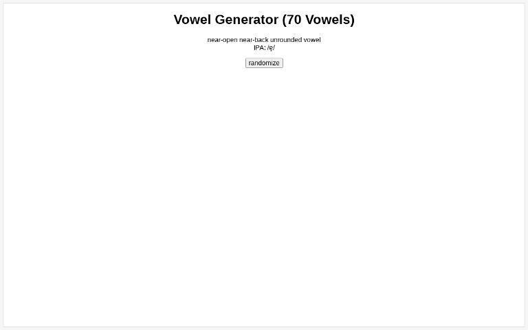 Vowel Generator (70 Vowels)