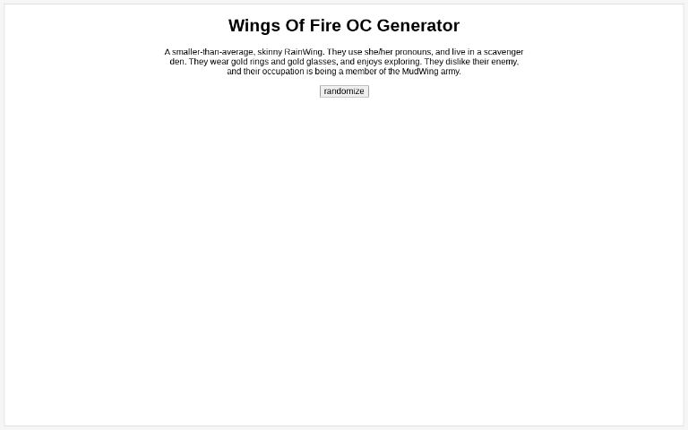 Wings Of Fire OC Generator
