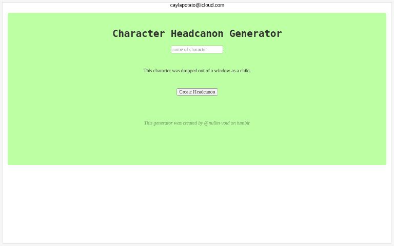Character Headcanon Generator