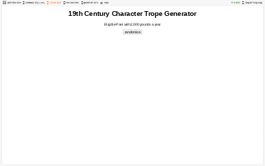 19th Century Character Trope Generator