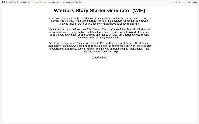 Warriors Story Starter Generator (WIP)