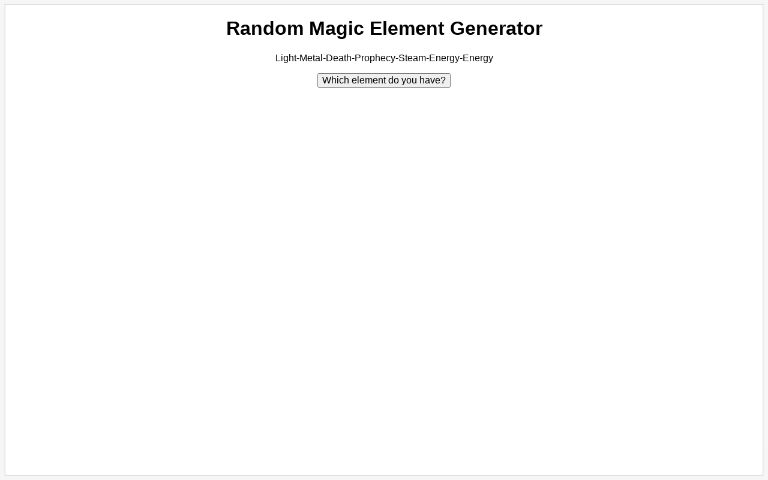 Random Magic Element Generator