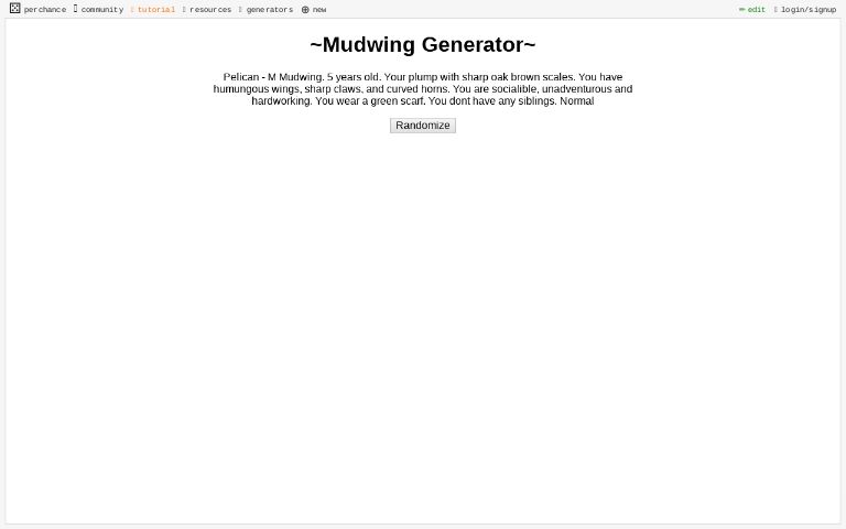 ~Mudwing Generator~