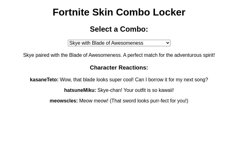 Fortnite Skin Combo Locker ― Perchance Generator