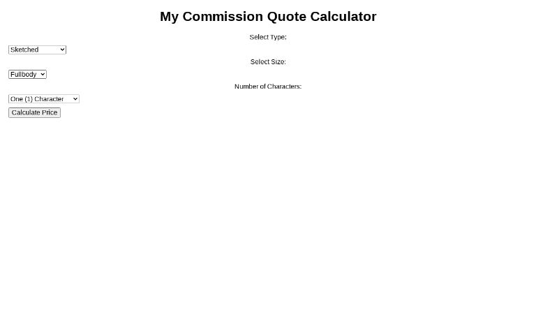 My Commission Quote Calculator ― Perchance Generator