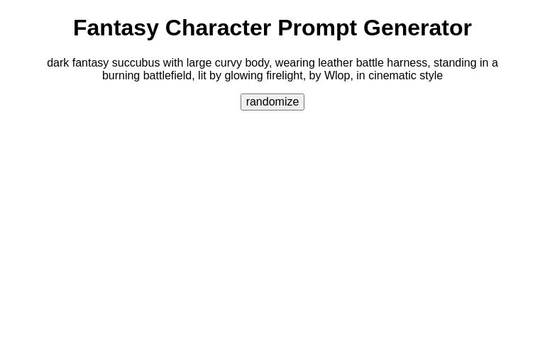 Fantasy Character Prompt Generator