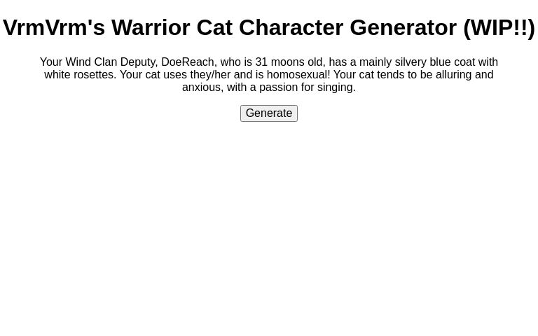 VrmVrm's Warrior Cat Character Generator (WIP!!)