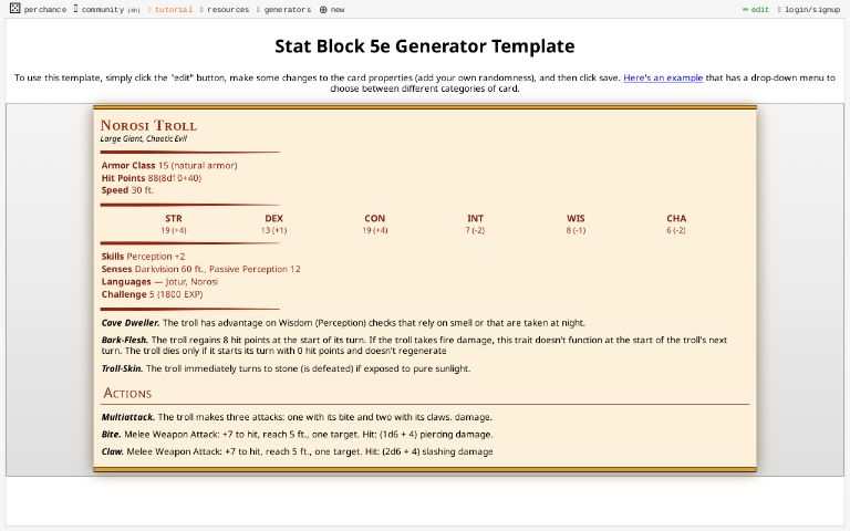 Stat Block 5e Generator Template