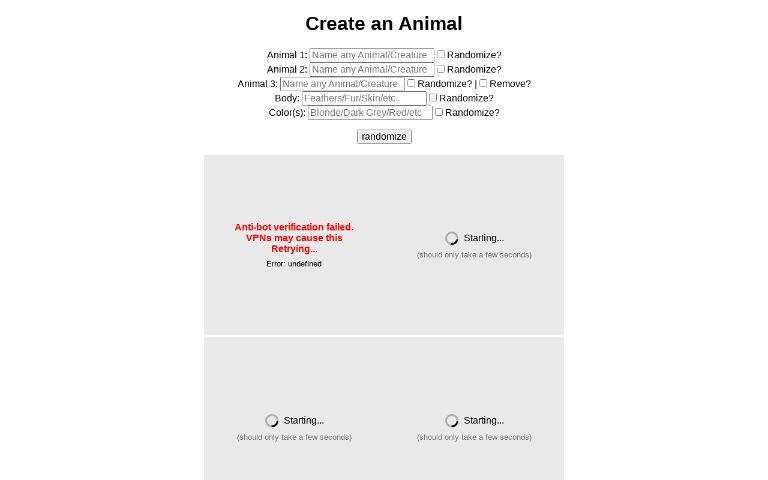 Create an Animal ― Perchance Generator
