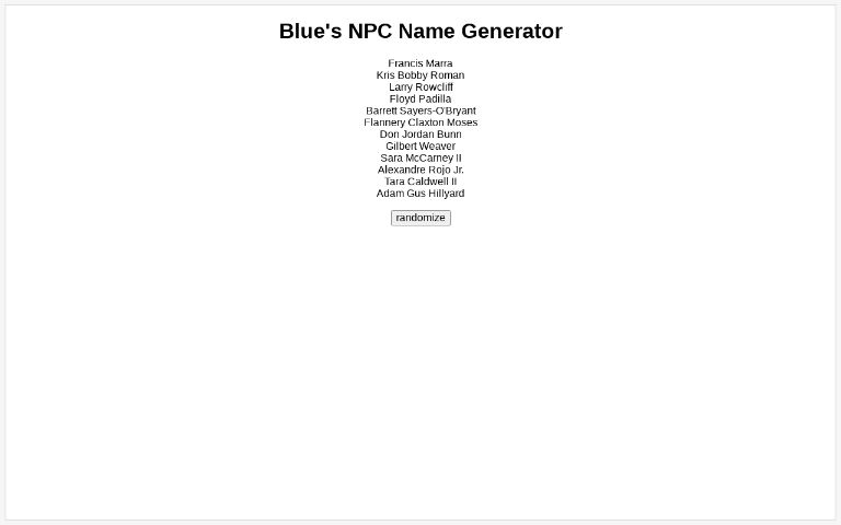 Blue's NPC Name Generator