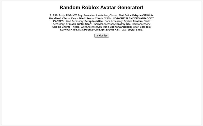 Random Roblox Avatar Generator!