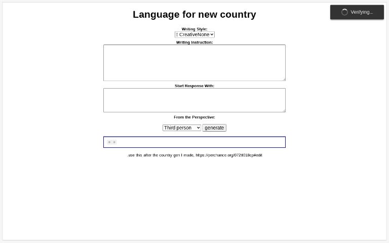 Language for new country ― Perchance Generator