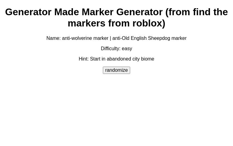 Generator Made Marker Generator (from find the markers from roblox)