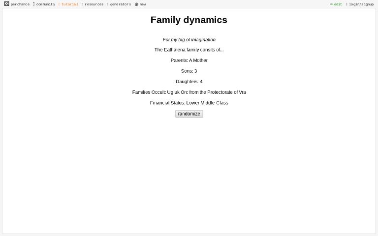 Family dynamics ― Perchance Generator