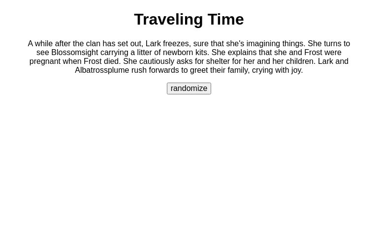 Traveling Time ― Perchance Generator