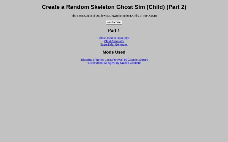 Create a Random Skeleton Ghost Sim (Child) (Part 2) ― Perchance Generator