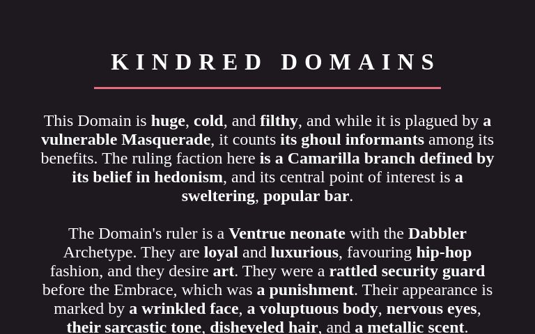 Kindred Domains ― Perchance Generator